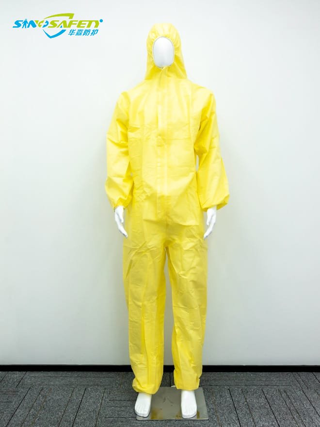Bright & Protective: High-Visibility Yellow SMS Disposable Coverall